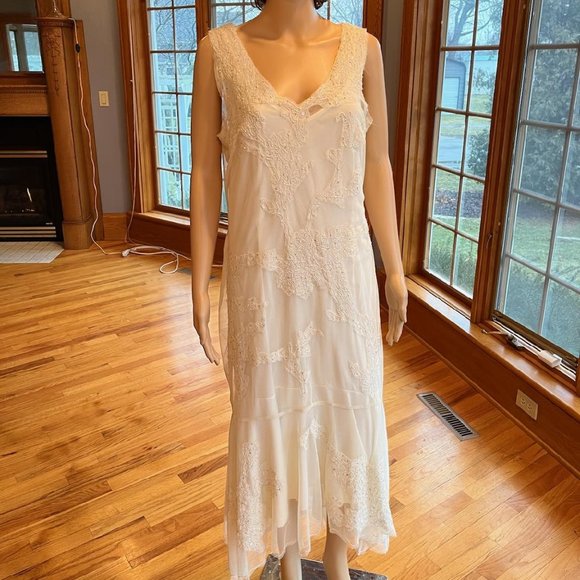 New Port News | Dresses | Newport News Flapper Look Ivory Beaded Lace ...